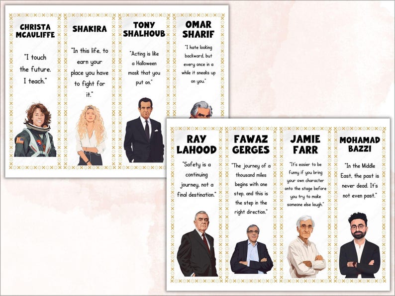 45 Famous Arab Americans Bookmarks, Arab American Heritage Month ...