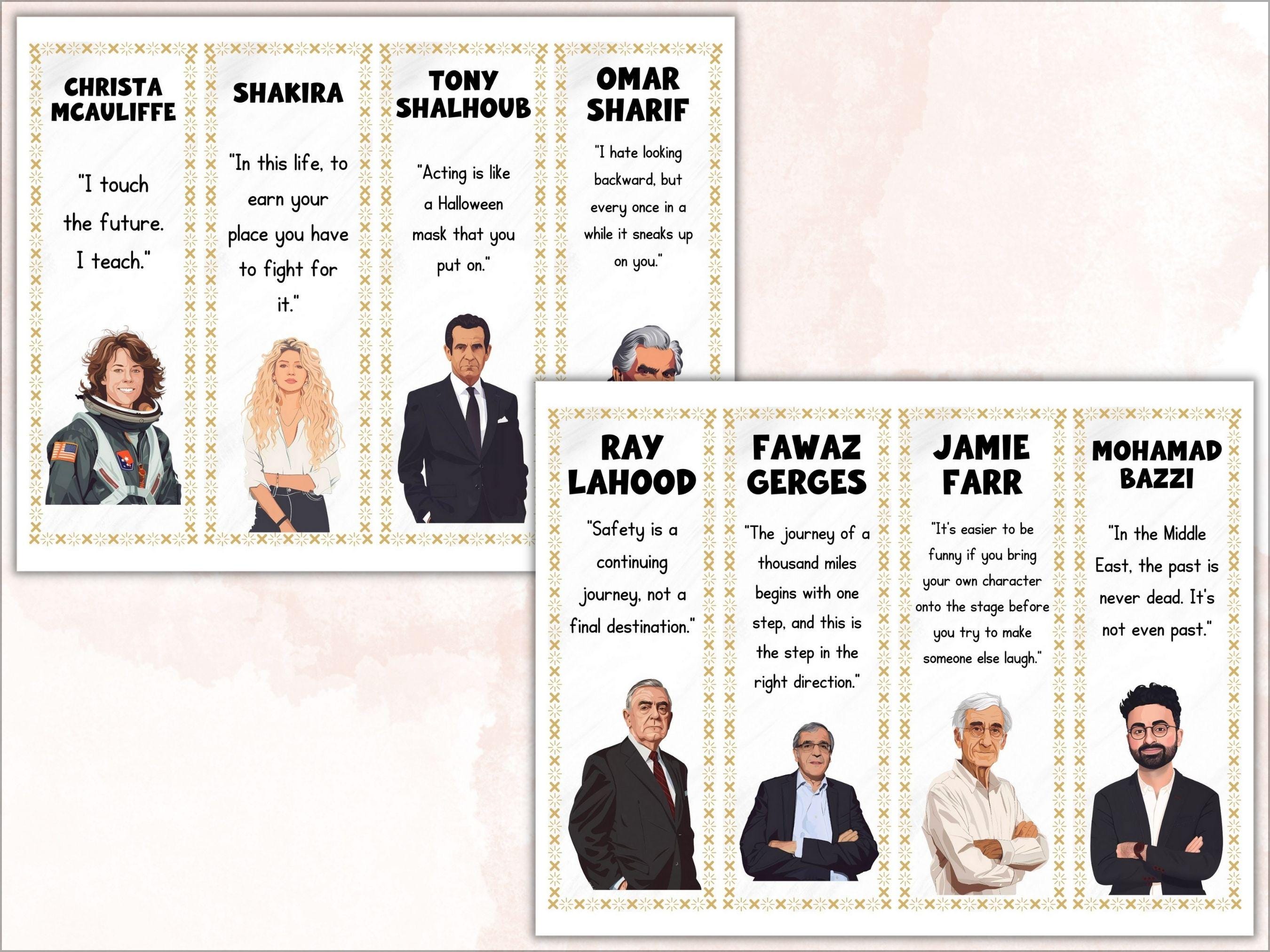 45 Famous Arab Americans Bookmarks, Arab American Heritage Month ...