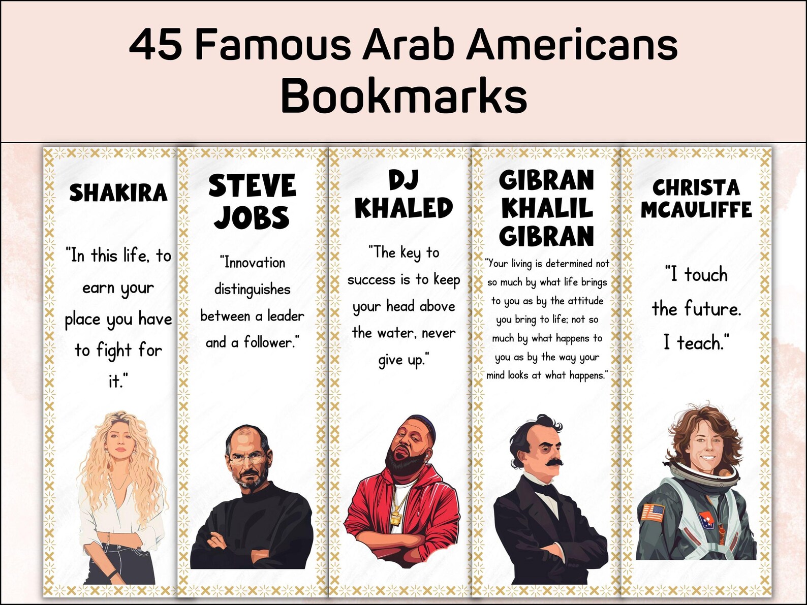 45 Famous Arab Americans Bookmarks, Arab American Heritage Month ...