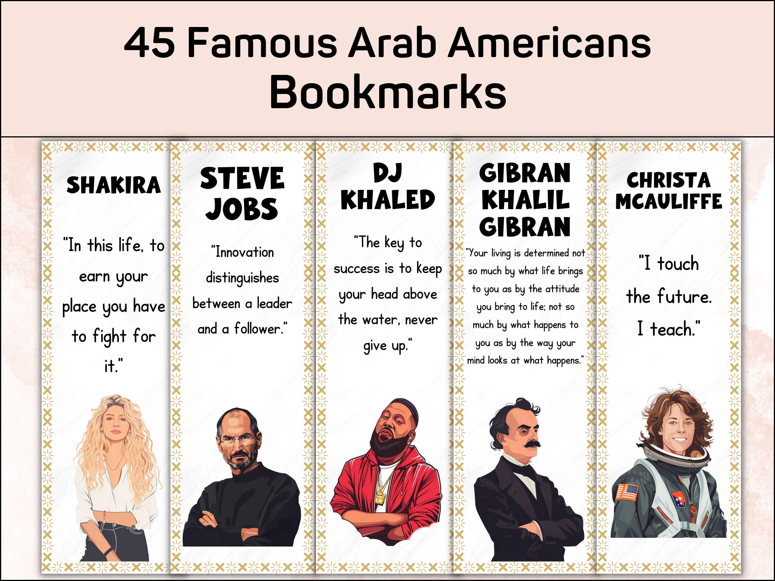 45 Famous Arab Americans Bookmarks, Arab American Heritage Month ...