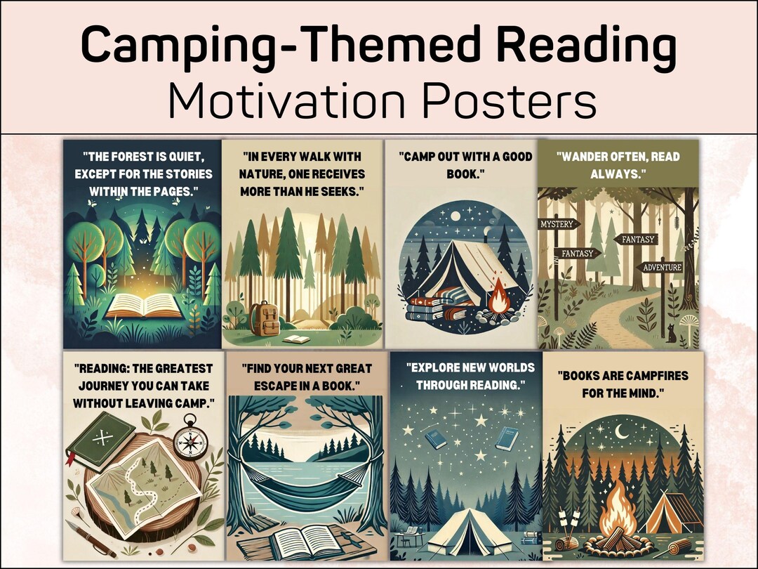 Camping-themed Reading Motivation Posters | Adventure Classroom Decor ...