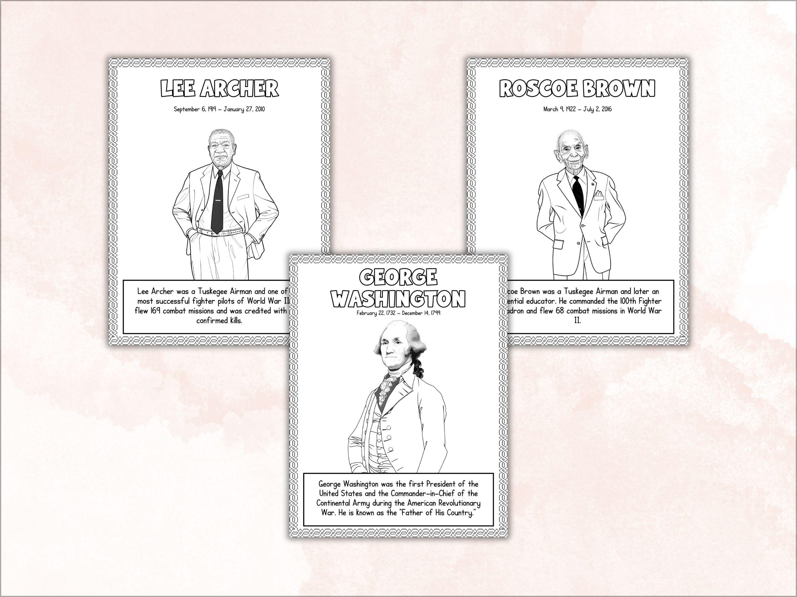 44 Famous Veterans Coloring Pages | Educational Activity & Fun Facts ...