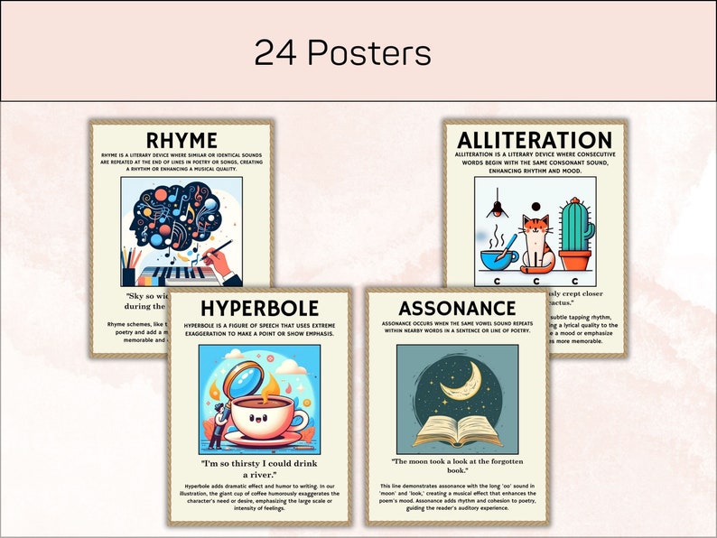 Poetry Devices Poster Pack Interactive Figurative Language Literary ...