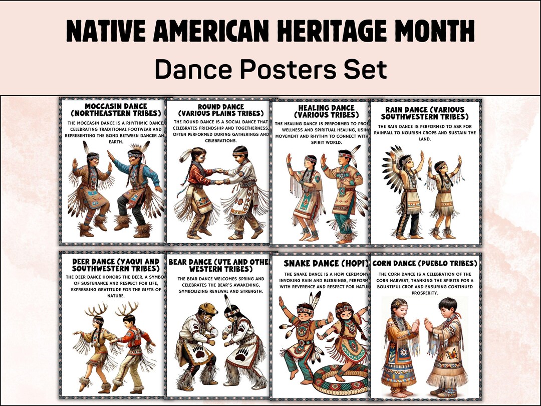 Native American Heritage Month Dance Posters Set 25 Cultural Dance ...