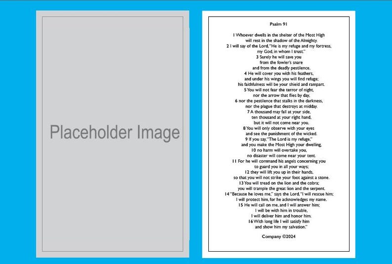Customizable Holy Card Template Psalm 91 Printable Digital Download 3x5 ...