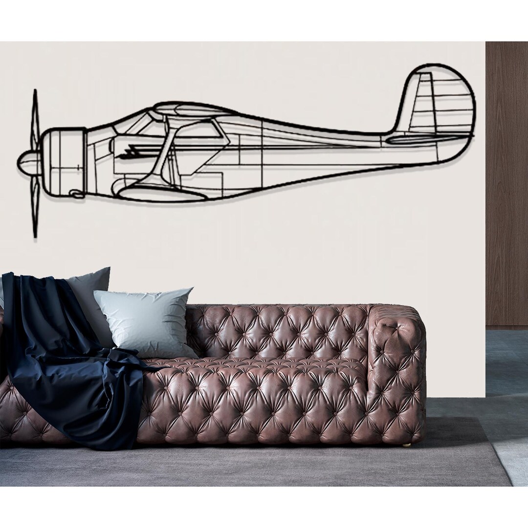 Beechcraft Model D17 Staggerwing 1944 Airplane Silhouette Metal Wall ...