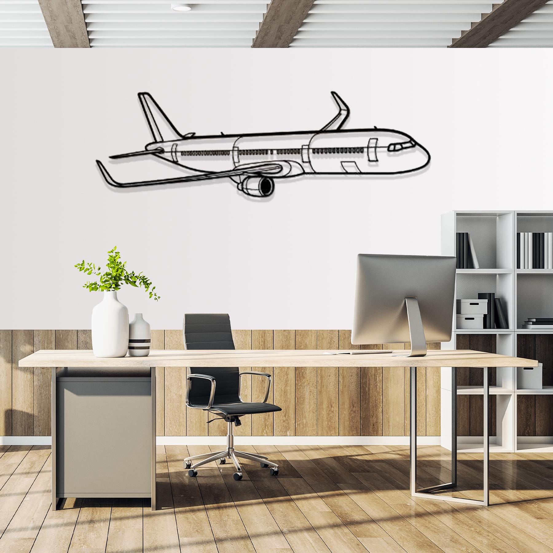 Airbus A321 Neo Airplane Silhouette Metal Wall Art, Metal Wall Decor ...