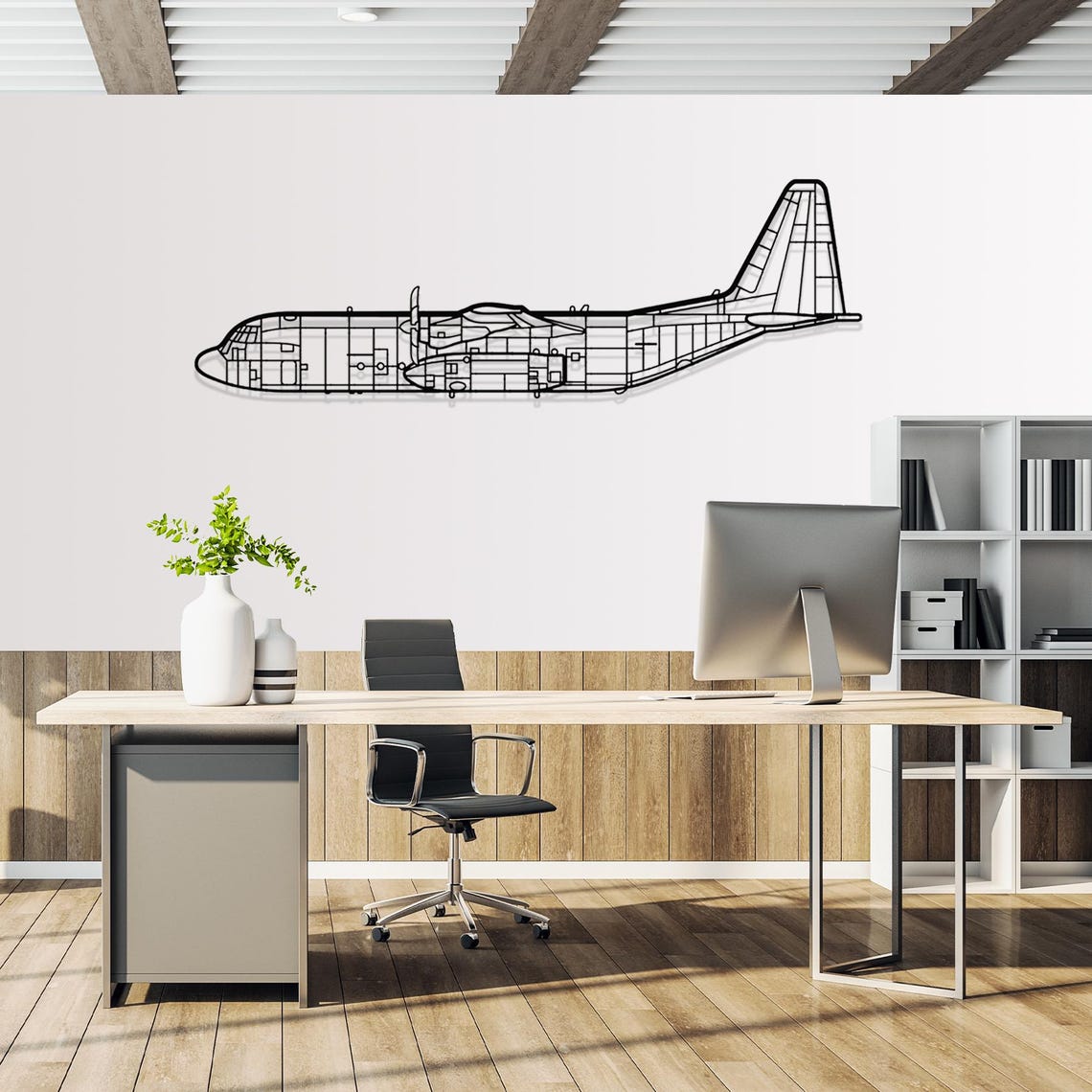 Lockheed Martin C-130 Hercules Aircraft Silhouette Metal Wall Art ...