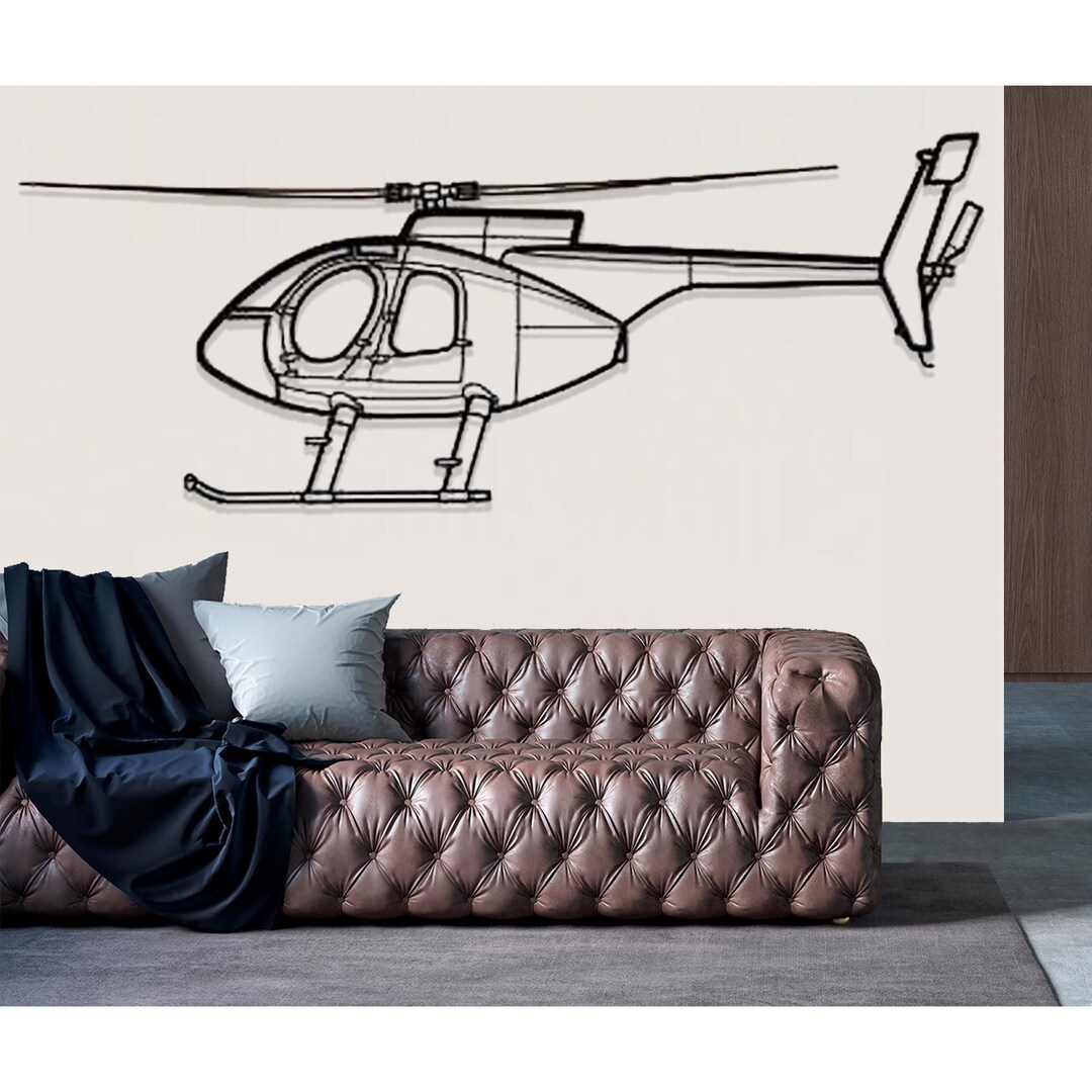 MD 500F Helicopter Metal Wall Art, Metal Wall Decor, Airplane Wall ...