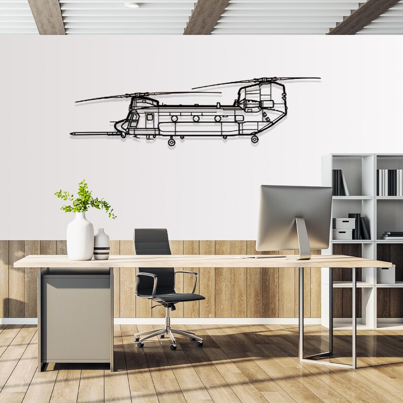 Boeing CH 47 Chinook Helicopter Metal Wall Art, Metal Wall Decor ...