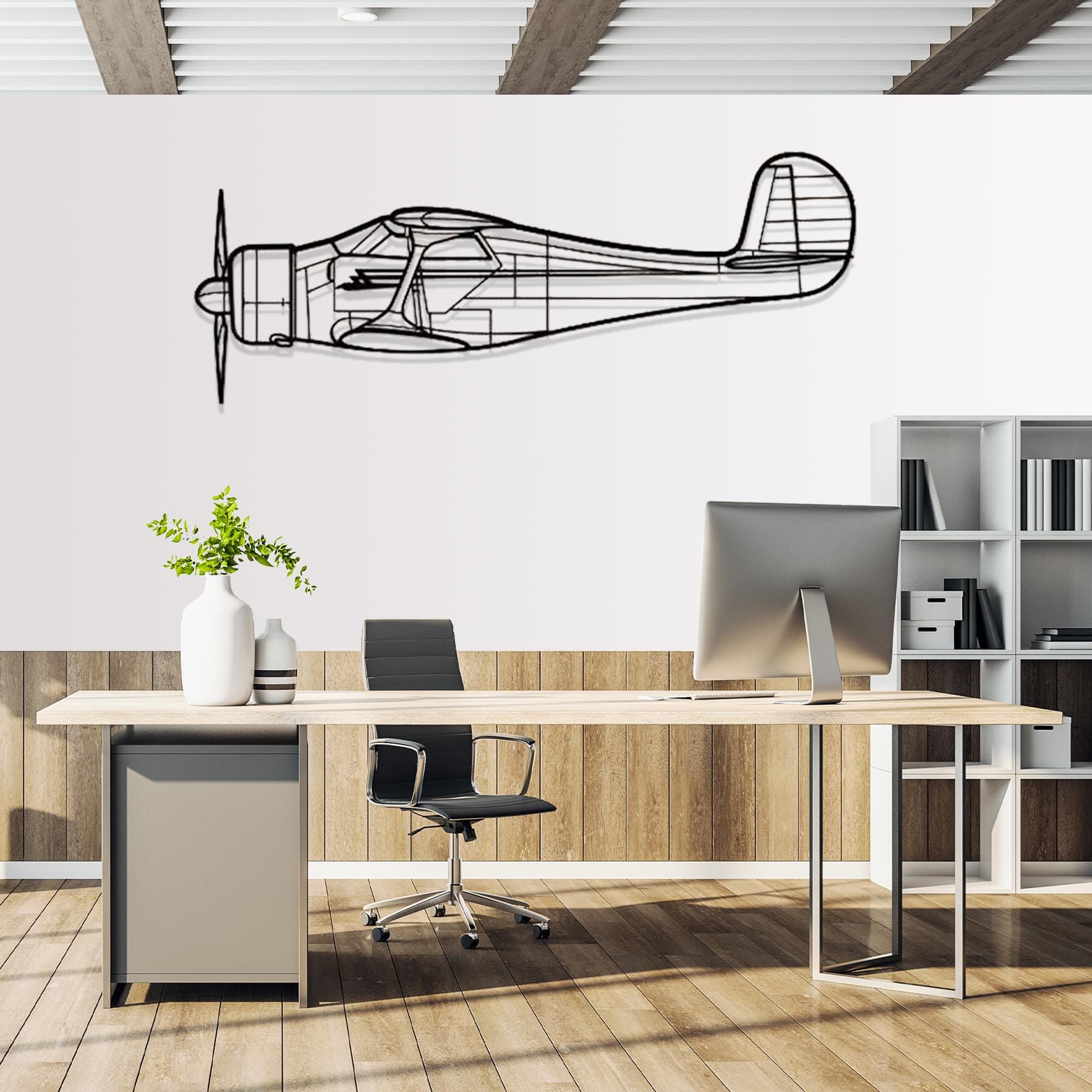Beechcraft Model D17 Staggerwing 1944 Airplane Silhouette Metal Wall ...