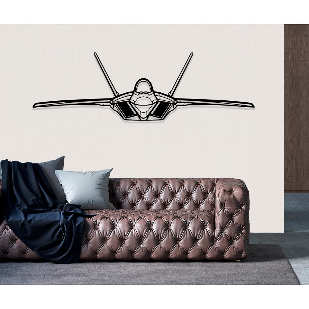 Lockheed Martin F 22 Raptor Front Plane Metal Wall Art, Plane Wall Art ...