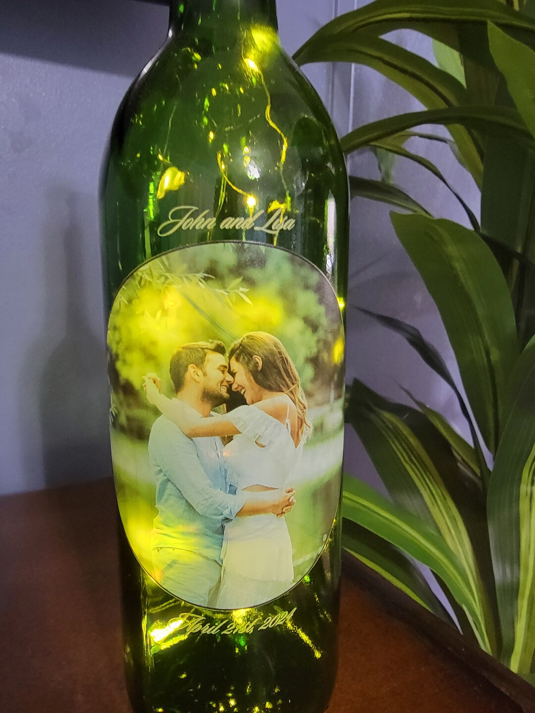 Personalized Lighted Wine Bottles Gifts for Wedding Anniversary Couples ...