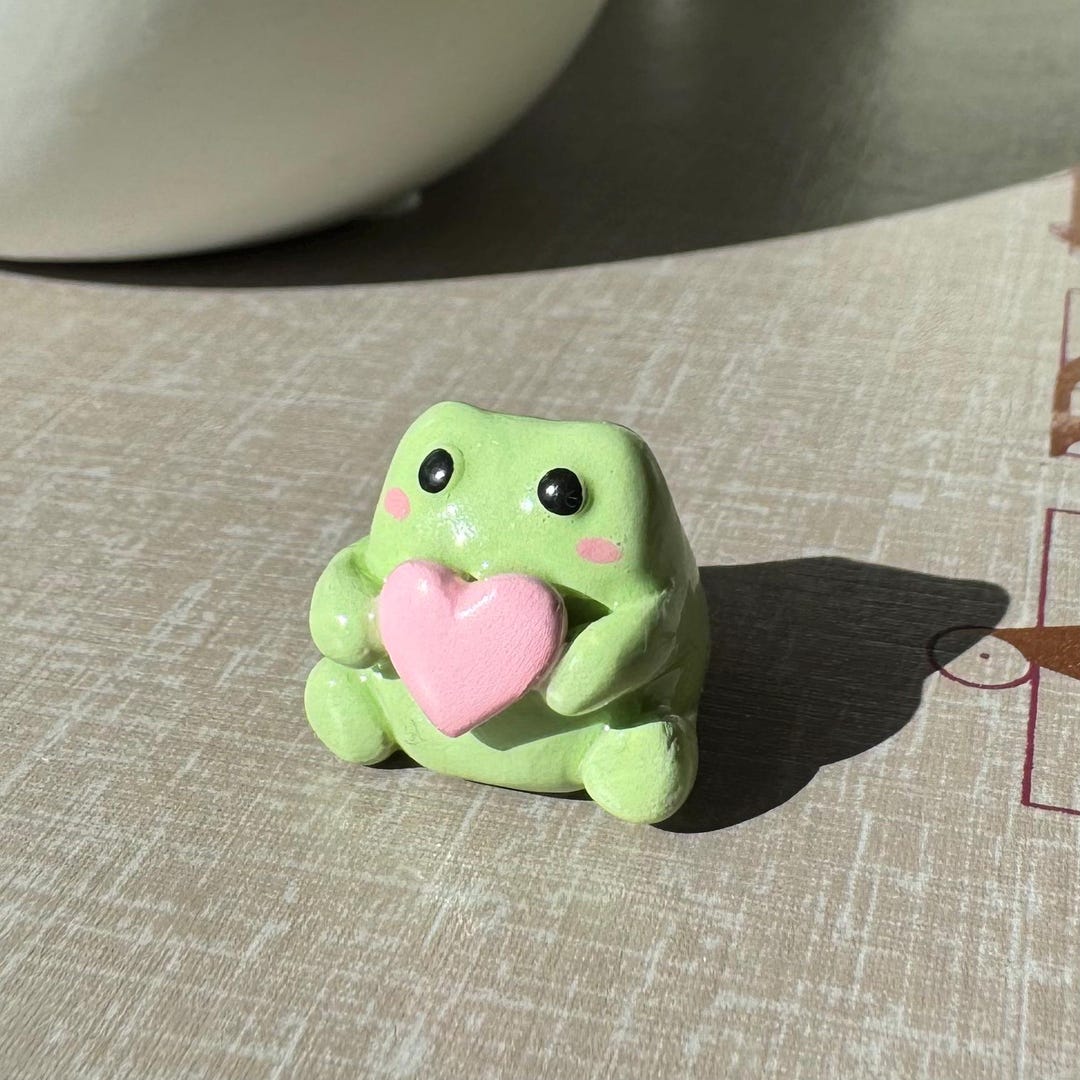 Frog With Heart - Handmade Polymer Clay Figurine - Etsy