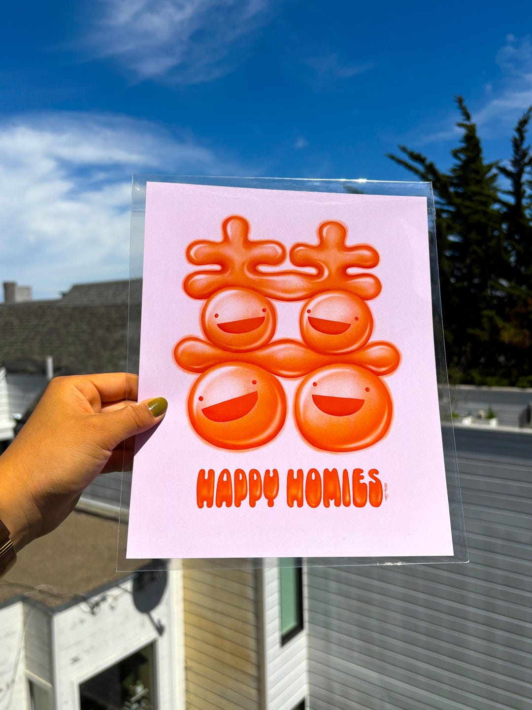 Double Happiness Happy Homies Art Print 8x10' Illustrated Colorful Cute ...
