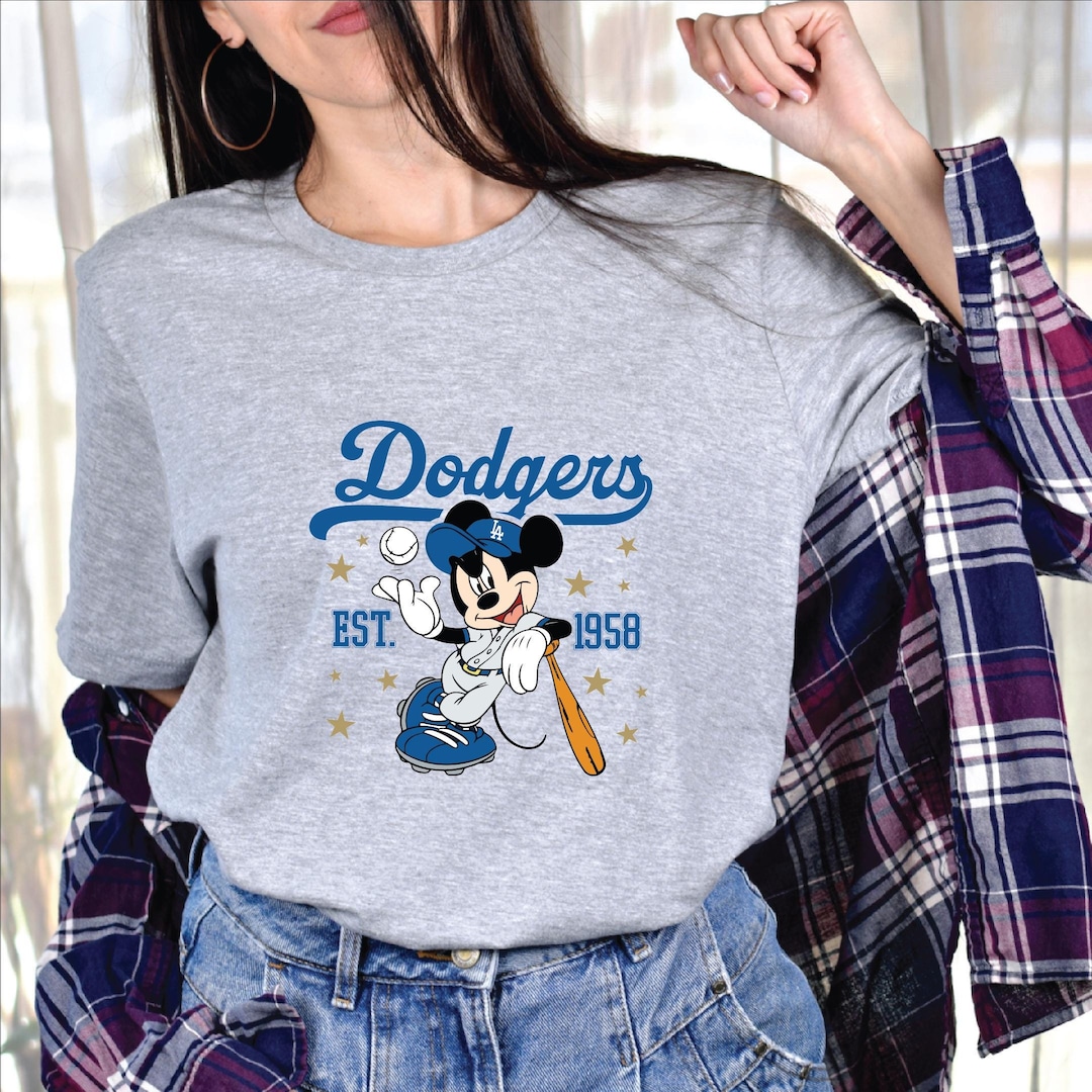 Mickey Mouse Dodgers 1958 Baseball Shirt, Mickey Baseball Shirt, Disney ...