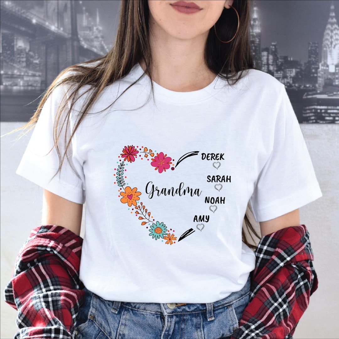 Custom Grandma Heart Shirt, Grandma Heart With Kids Names, Grandma ...