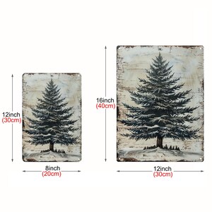 Vintage Pine Tree Metal Sign, Christmas Tree Aluminum Plate Art Wall ...