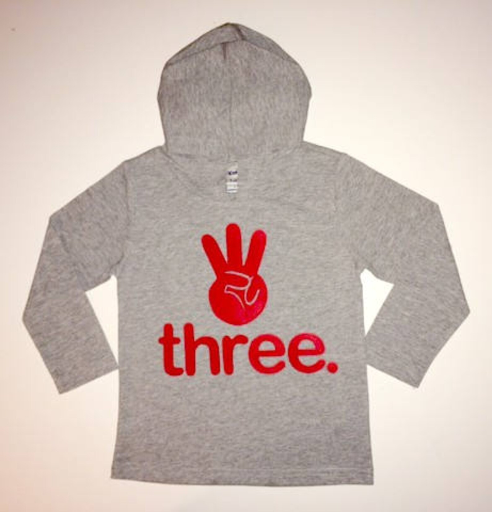 Three. Tres. 3 Hand Long Sleeve Hoodie Many Hoodie & Letter - Etsy