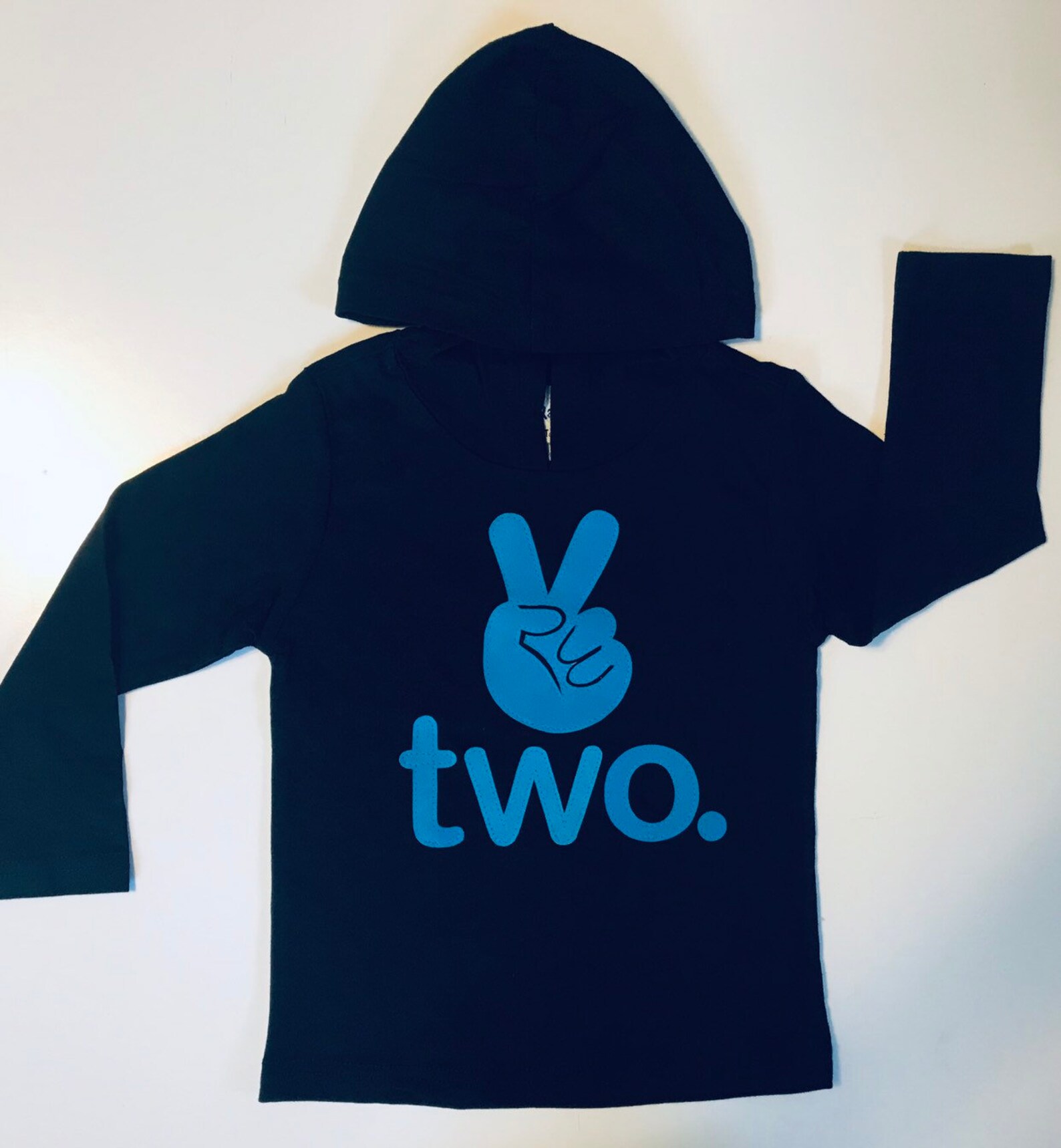 Two. 2 Hand Long Sleeve Hoodie Black Grey Indigo Toddler | Etsy