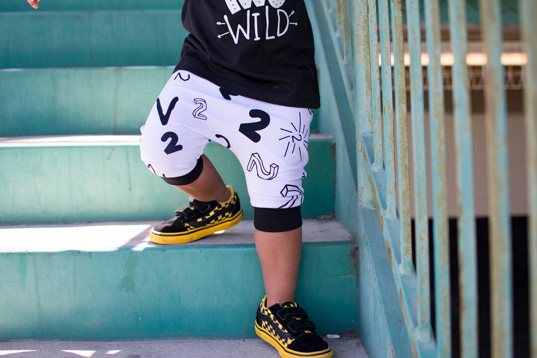 2! Two! White and Black Number 2 SHORTS or PANTS, 2nd Birthday Outfit ...