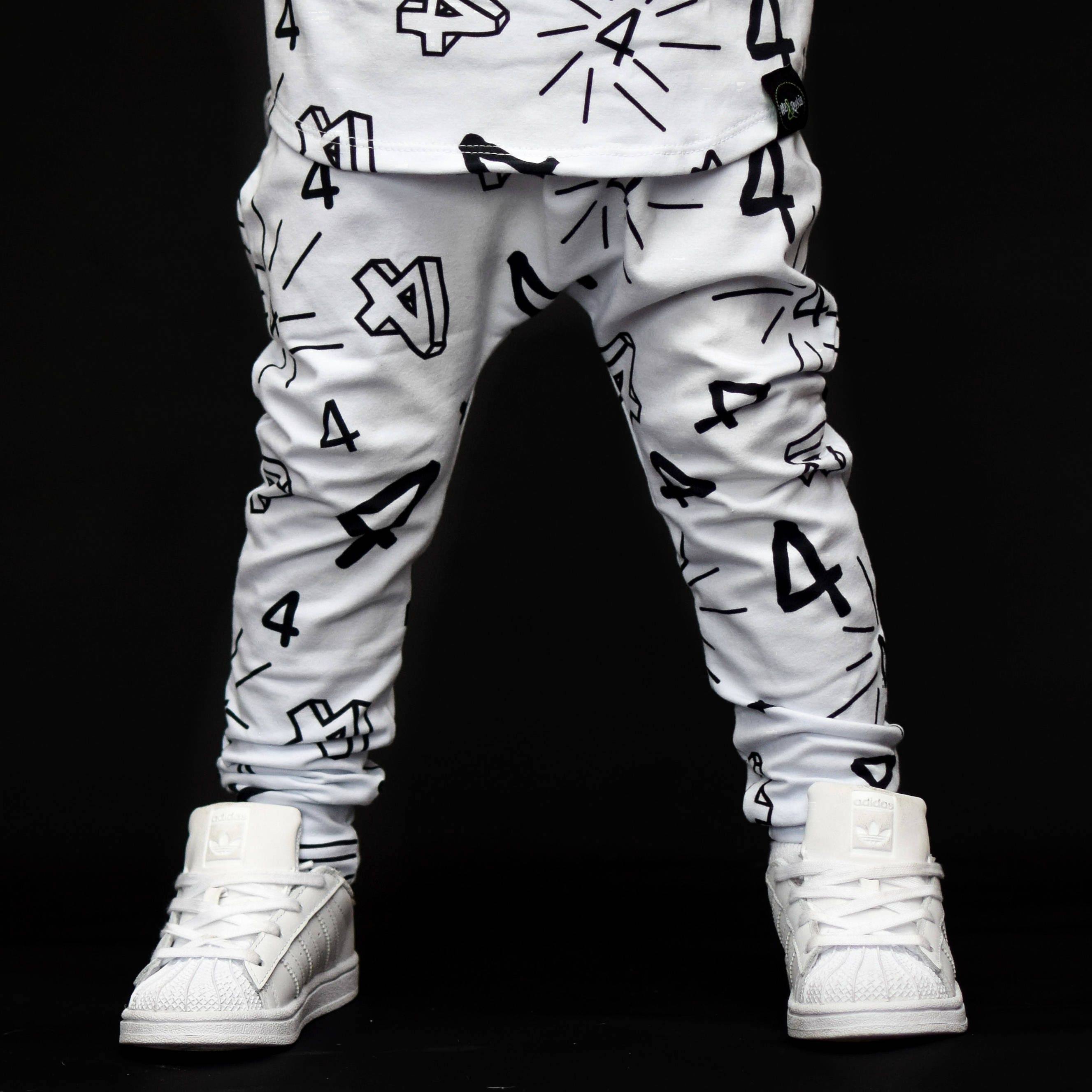 4 Black and White Number Four Print PANTS or SHORTS ONLY | Etsy