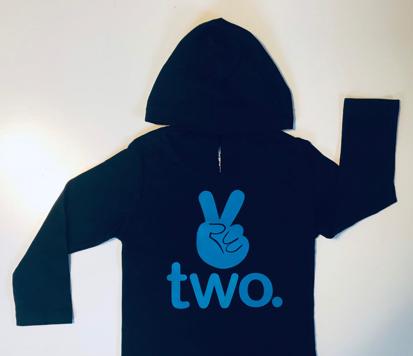 Two. 2 Hand Long Sleeve Hoodie Black Grey Indigo Toddler | Etsy