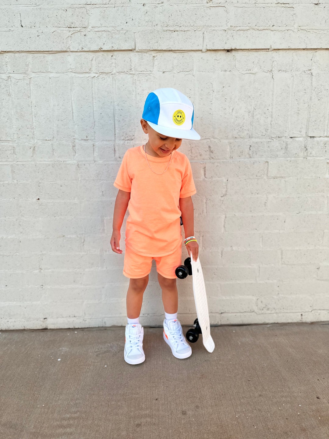 Toddler Kid's Neon Orange Shorts and T-shirt, Toddler Boy Summer ...