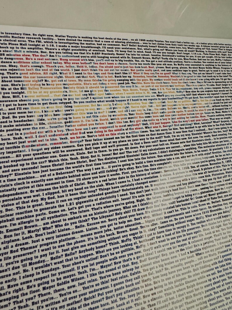 Back to the Future Movie Script Poster | Memorabilia Script Poster ...