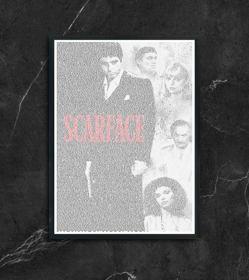 Scarface Movie Script Poster | Memorabilia Script Poster ...
