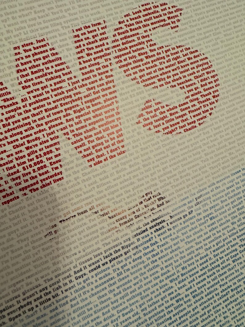 Jaws Movie Script Poster Memorabilia Script Poster Professionally ...