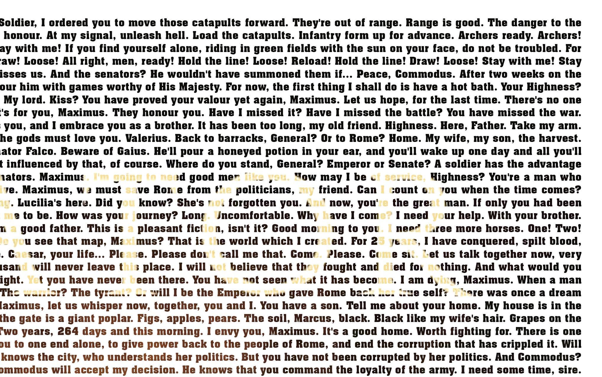 Gladiator Movie Script Poster | Memorabilia Script Poster ...