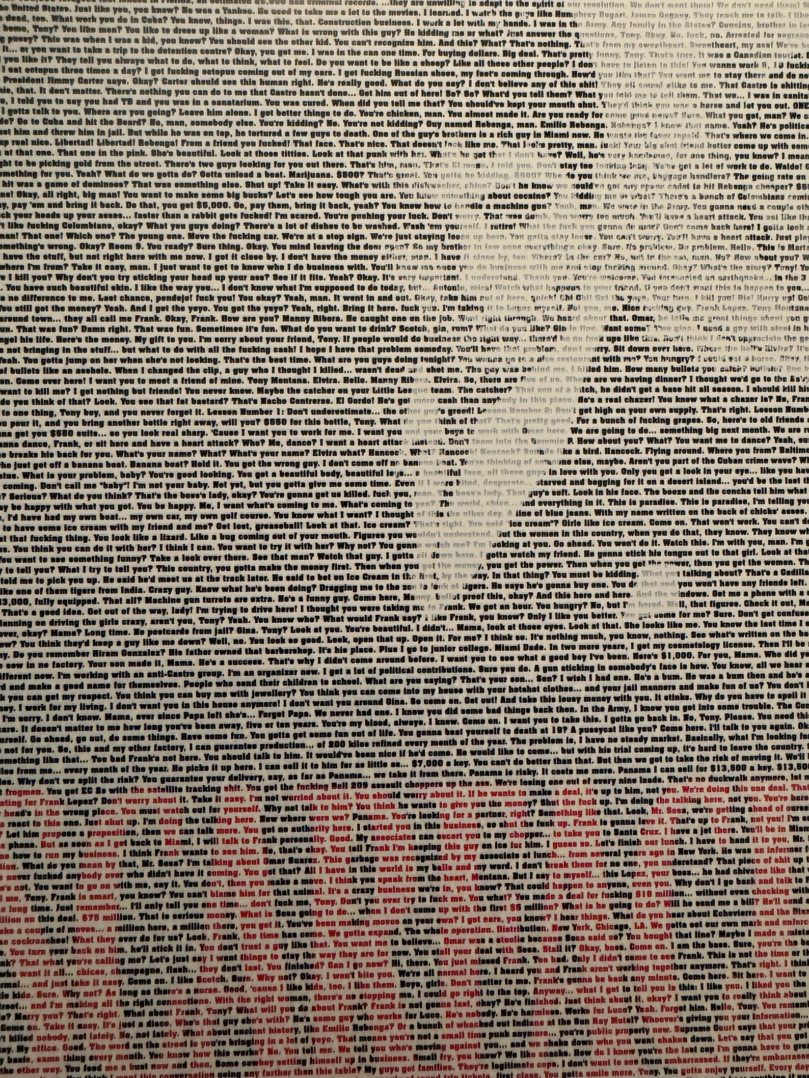 Scarface Movie Script Poster | Memorabilia Script Poster ...
