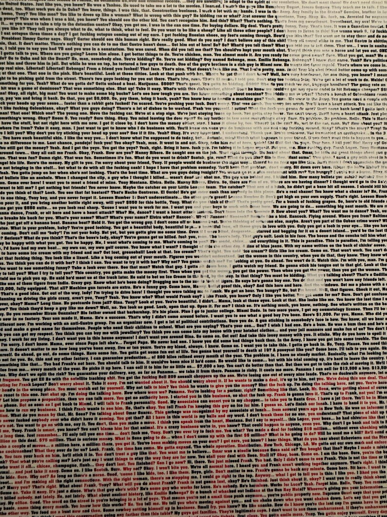 Scarface Movie Script Poster | Memorabilia Script Poster ...
