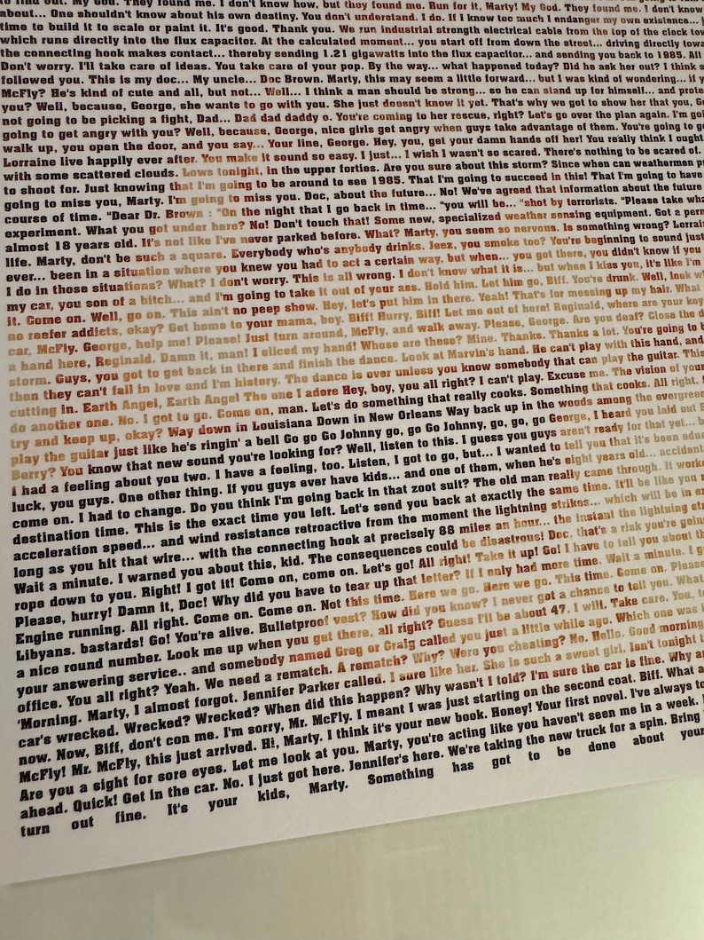 Back to the Future Movie Script Poster | Memorabilia Script Poster ...