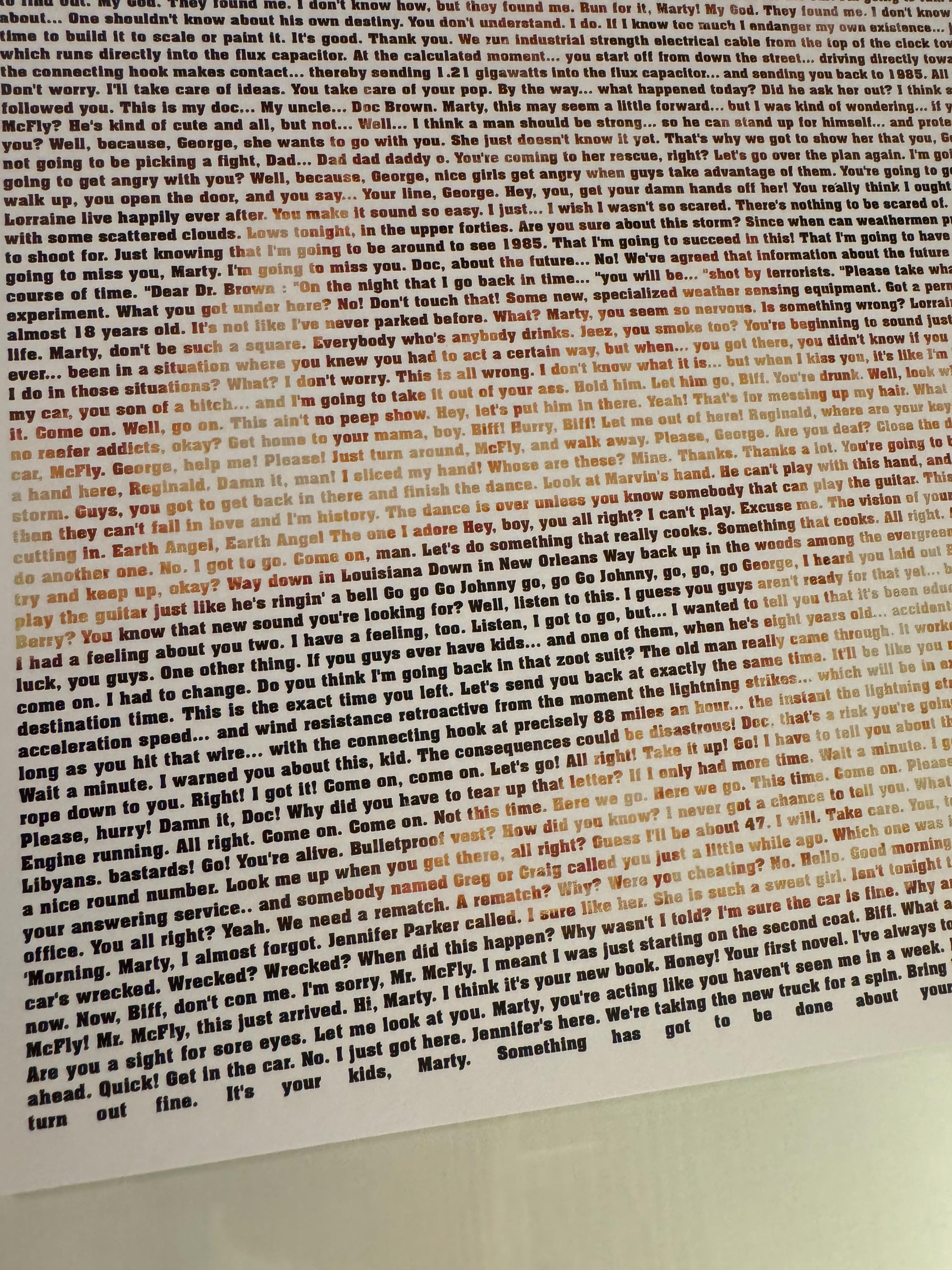 Back to the Future Movie Script Poster | Memorabilia Script Poster ...