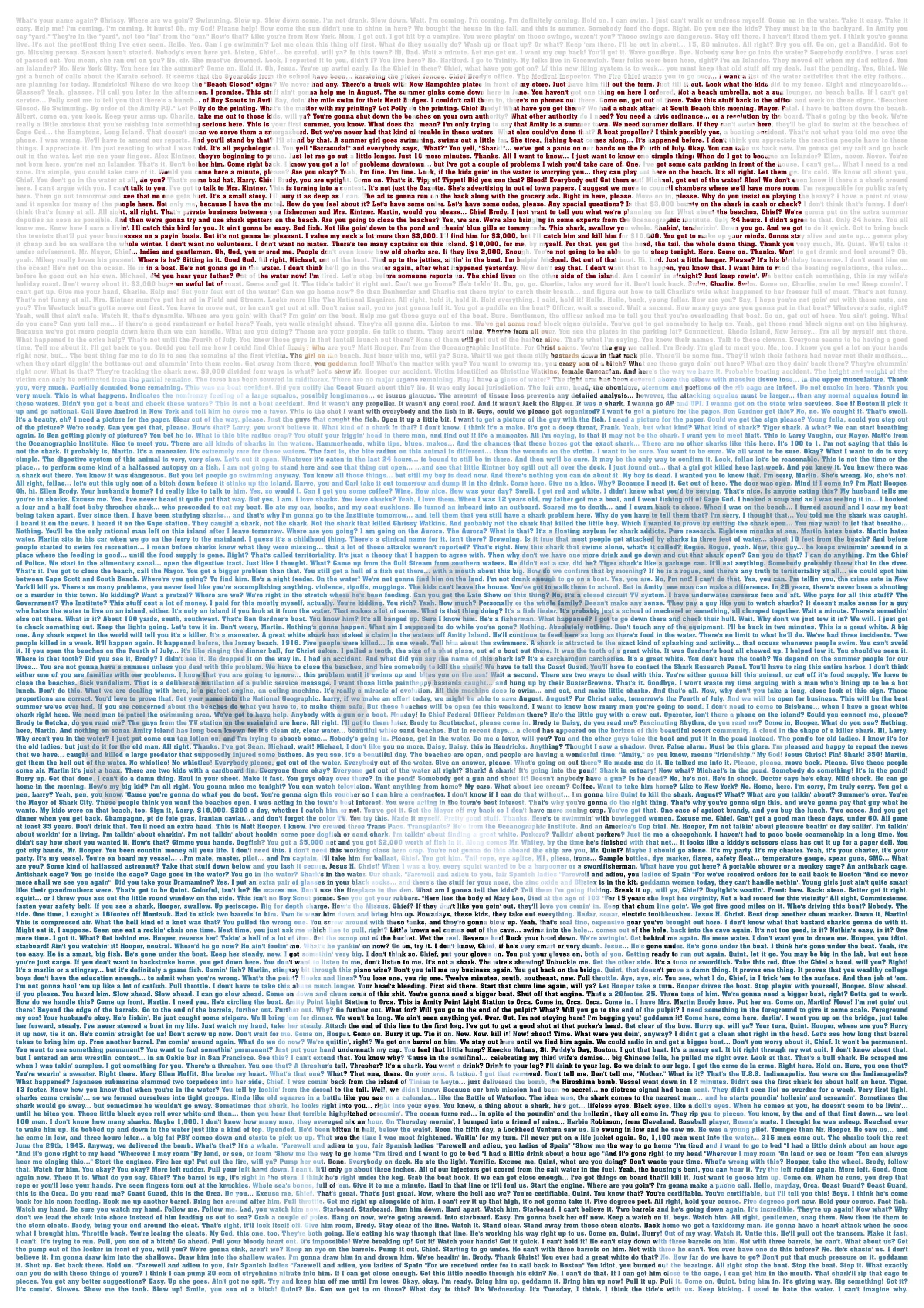 Jaws Movie Script Poster | Memorabilia Script Poster | Professionally ...
