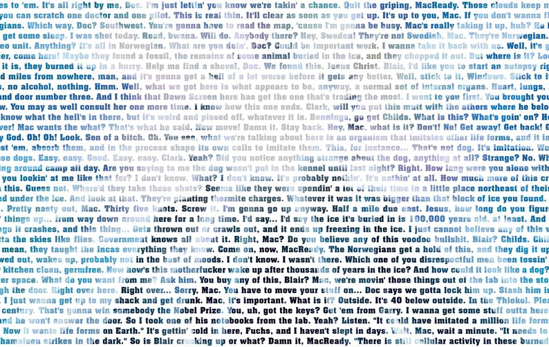 The Thing Movie Script Poster | Memorabilia Script Poster ...