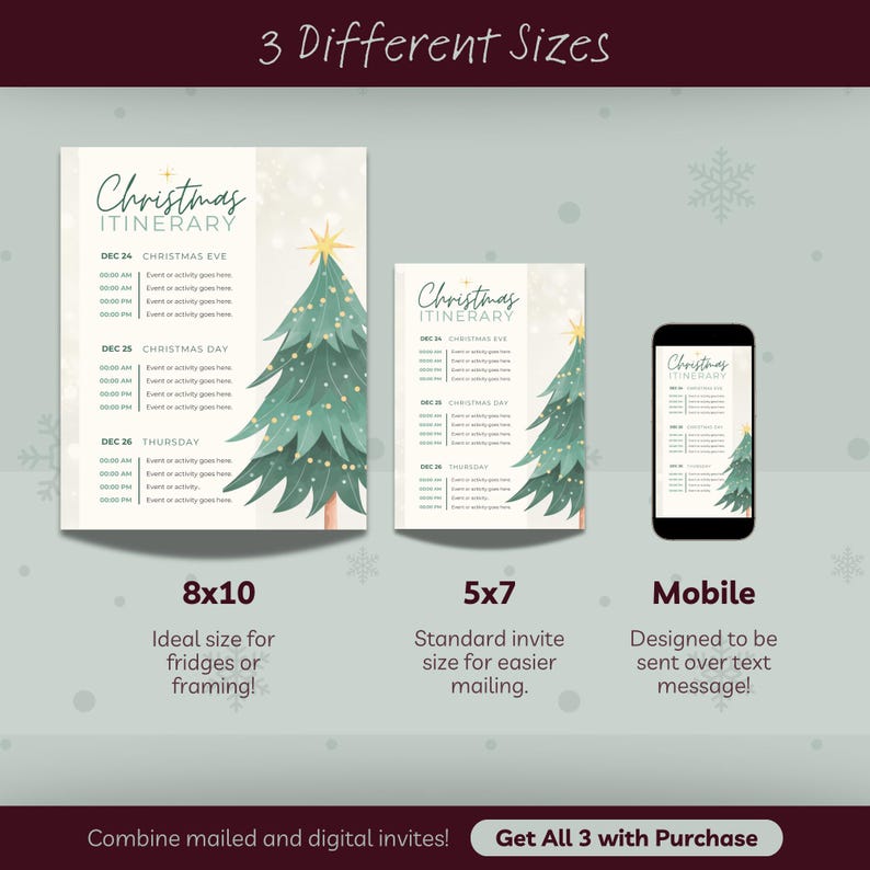 Editable Christmas Itinerary Template 3-day Itinerary Easy to Edit ...