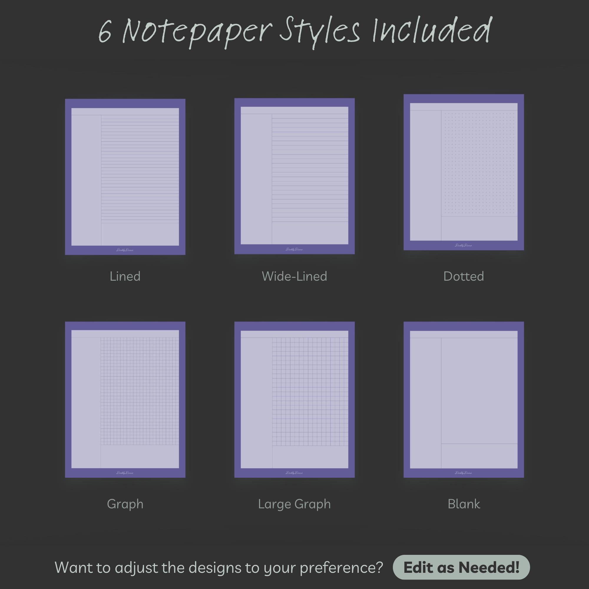 Cornell Notes Template Deep Sea Edition Lined, Graph, Dots & Blank Cool ...