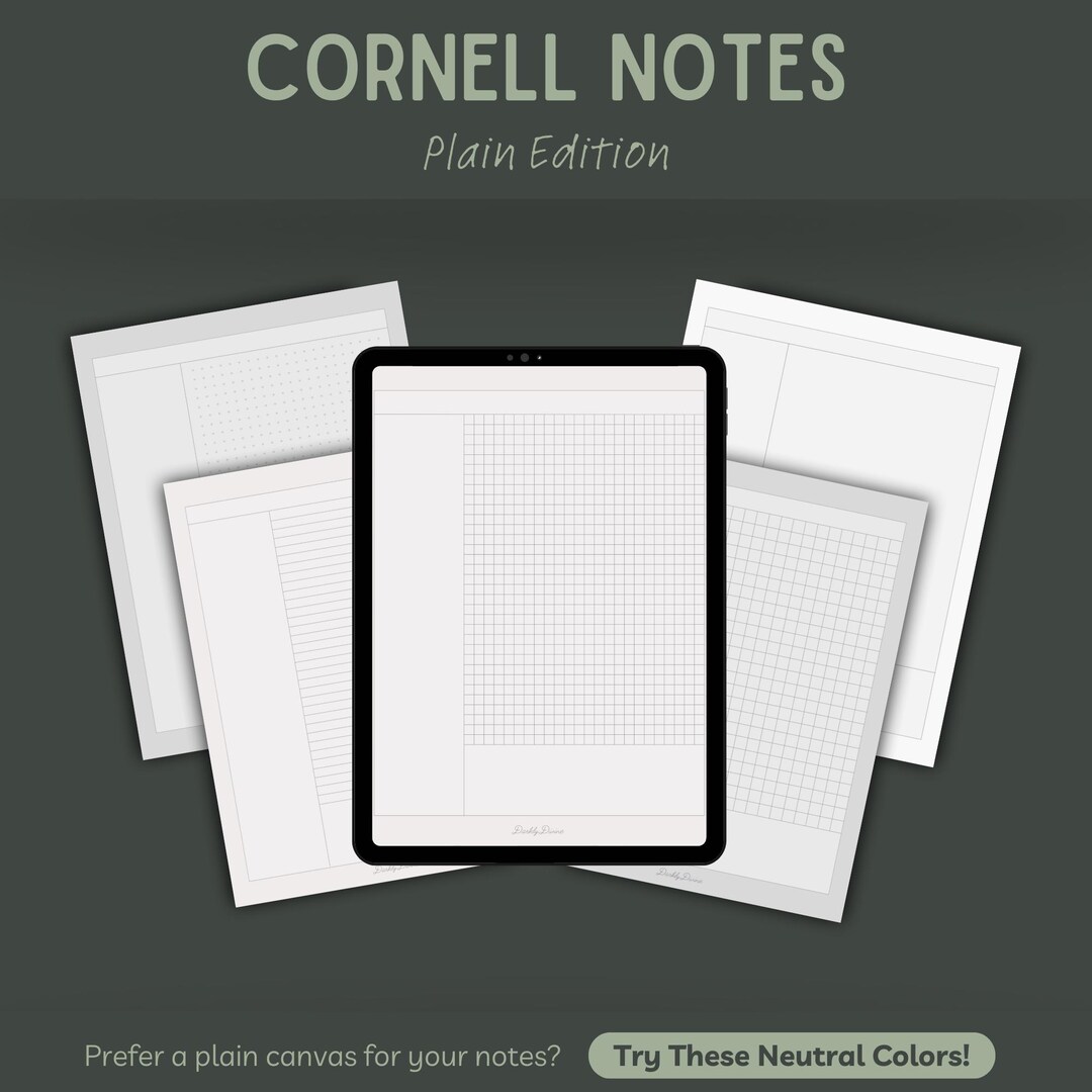 Plain Cornell Notes - Lined, Graph, Dots & Blank Versions - Editable ...