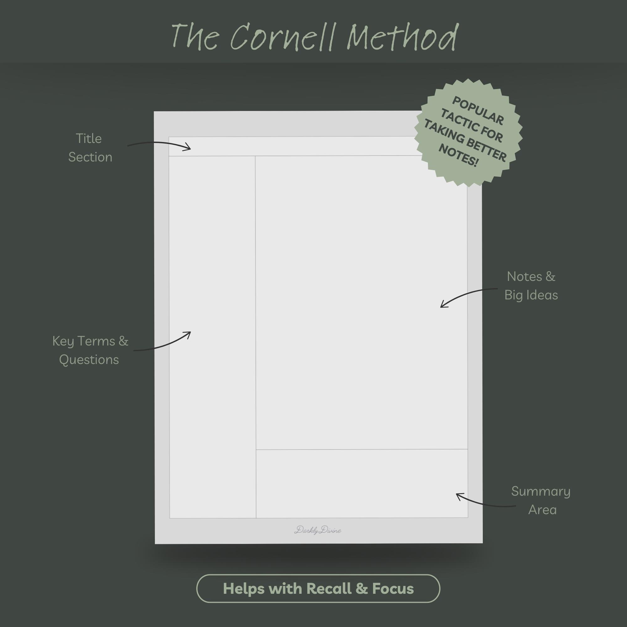 Plain Cornell Notes - Lined, Graph, Dots & Blank Versions - Editable ...