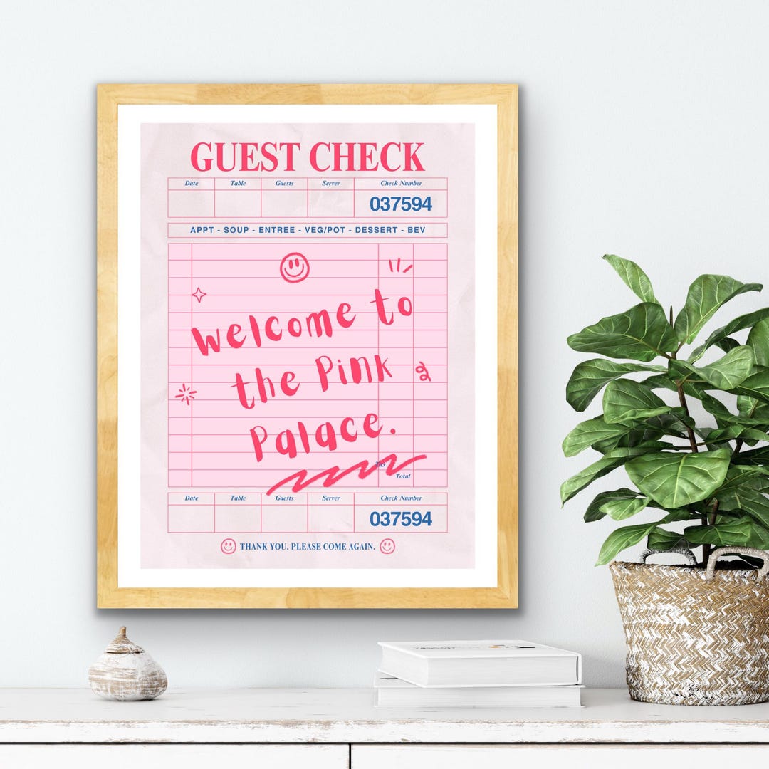 Welcome to the Pink Palace PNG, Pink Guest Check, Guest Check Wall ...