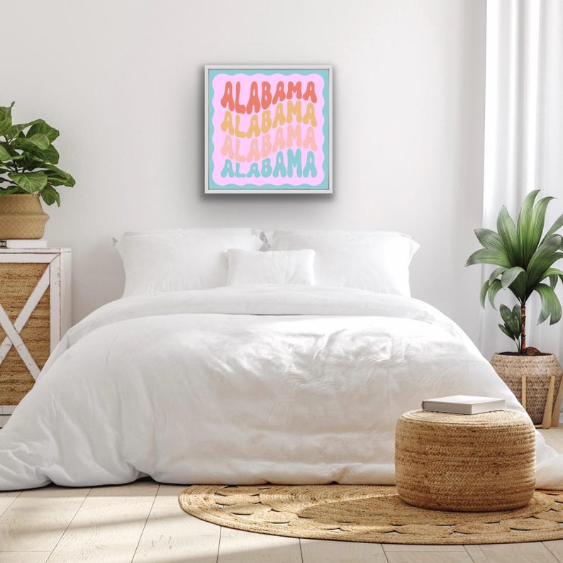 Retro Alabama Wall Art: Preppy Dorm Decor (digital Download) - Etsy