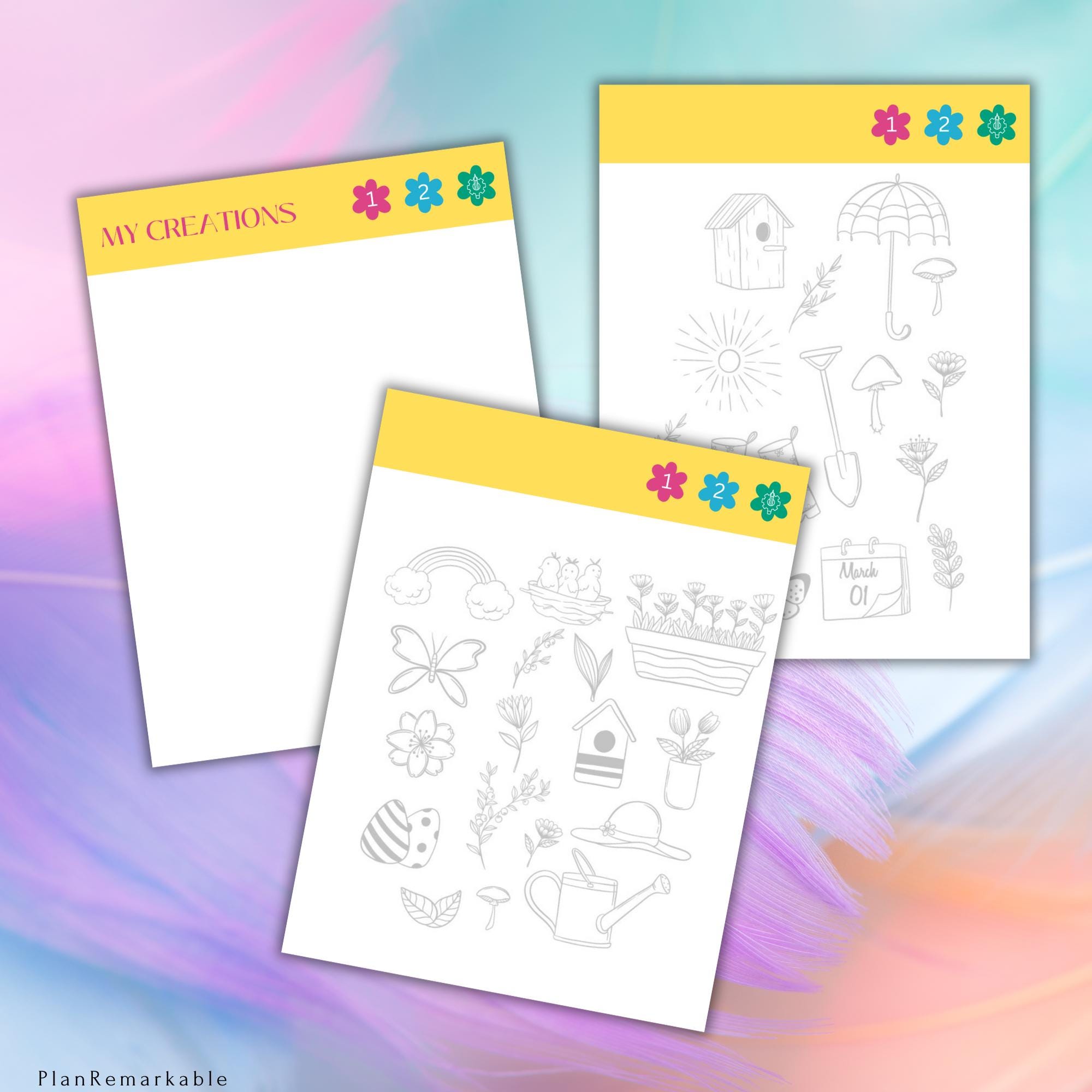 Tracing Stickers Spring for E-ink Tablet - Suitable for Remarkable 1, 2 ...
