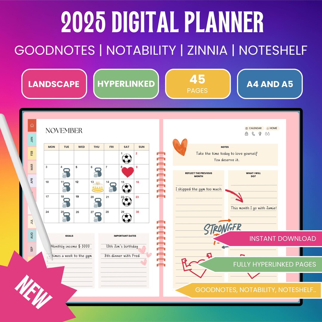 2025 Digital Planner, Goodnotes Planner, iPad Planner, Weekly Planner ...