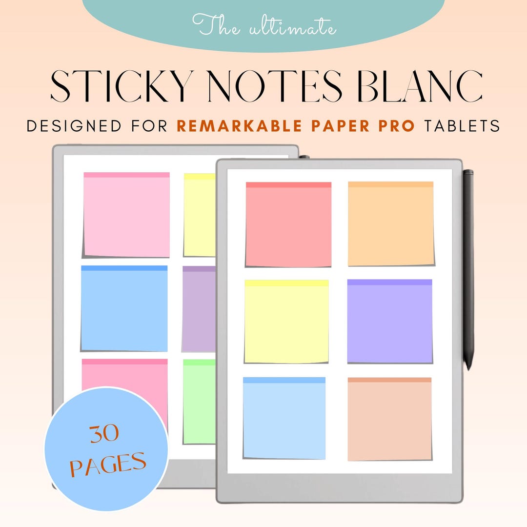Blank Sticky Notes for E-ink Tablet | Suitable for Remarkable Paper Pro ...