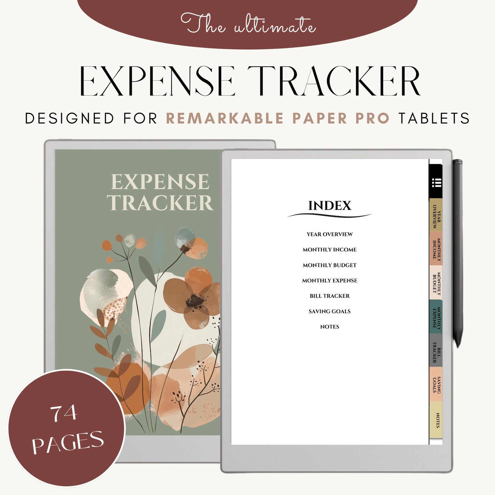 Digital Expense Tracker for E-ink Tablet | Suitable for Remarkable ...