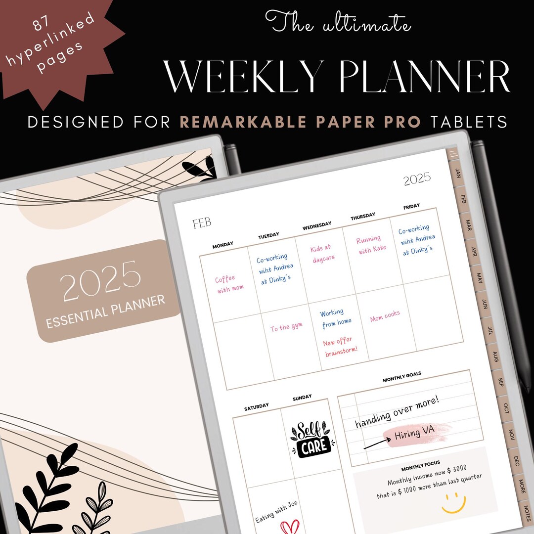 2025 Digital Weekly Planner for E-ink Tablet | Suitable for Remarkable ...