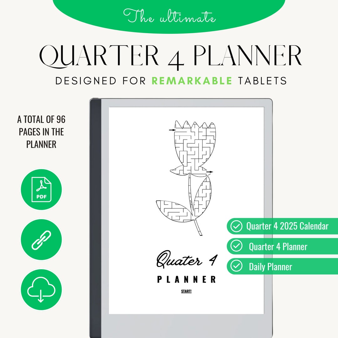 Quarter 4 2025 Planner for E-ink Tablet Suitable for Remarkable Tablets ...